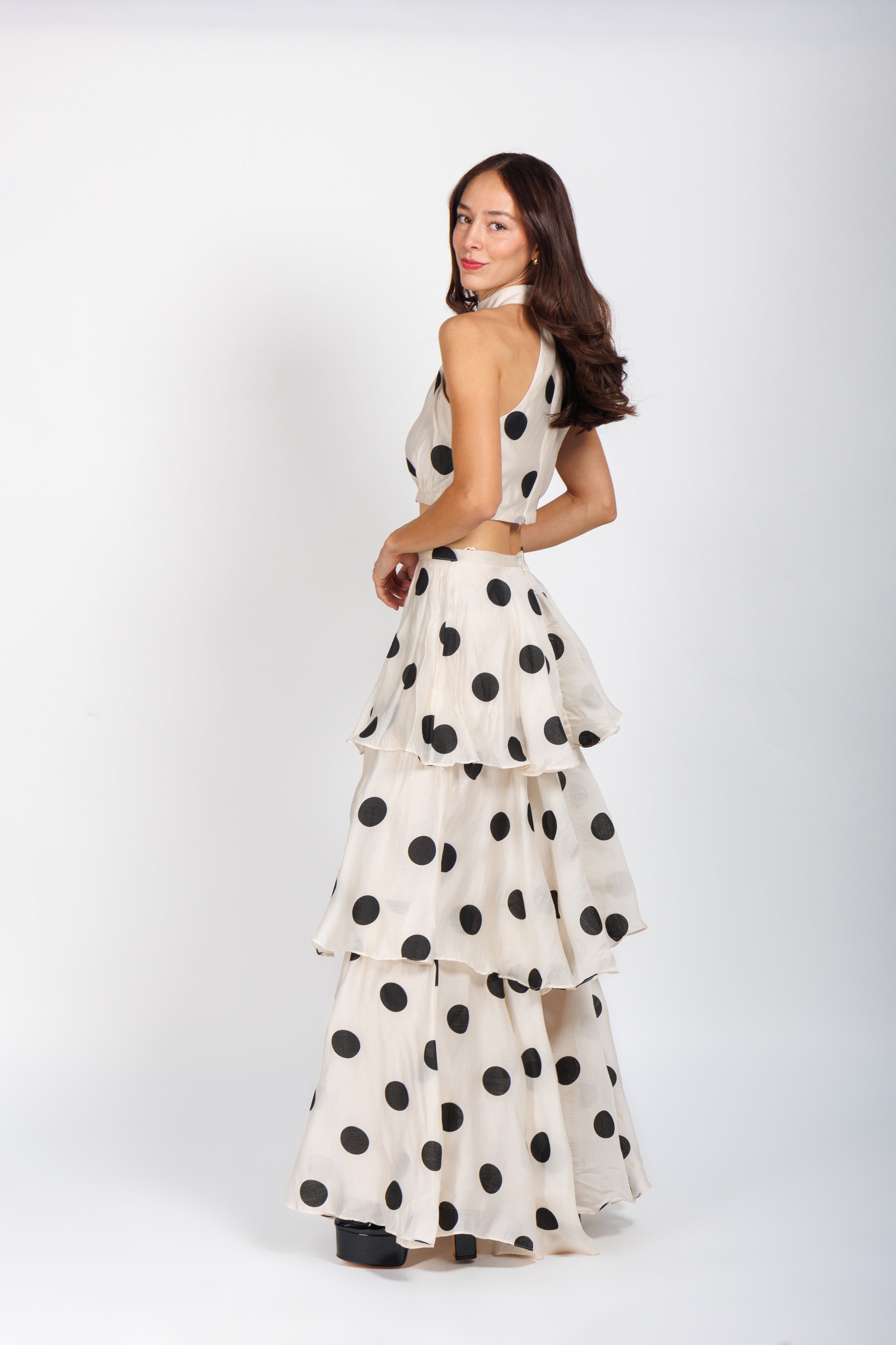 Conjunto Top y Falda con Olanes y Lunares – MORITA MIA