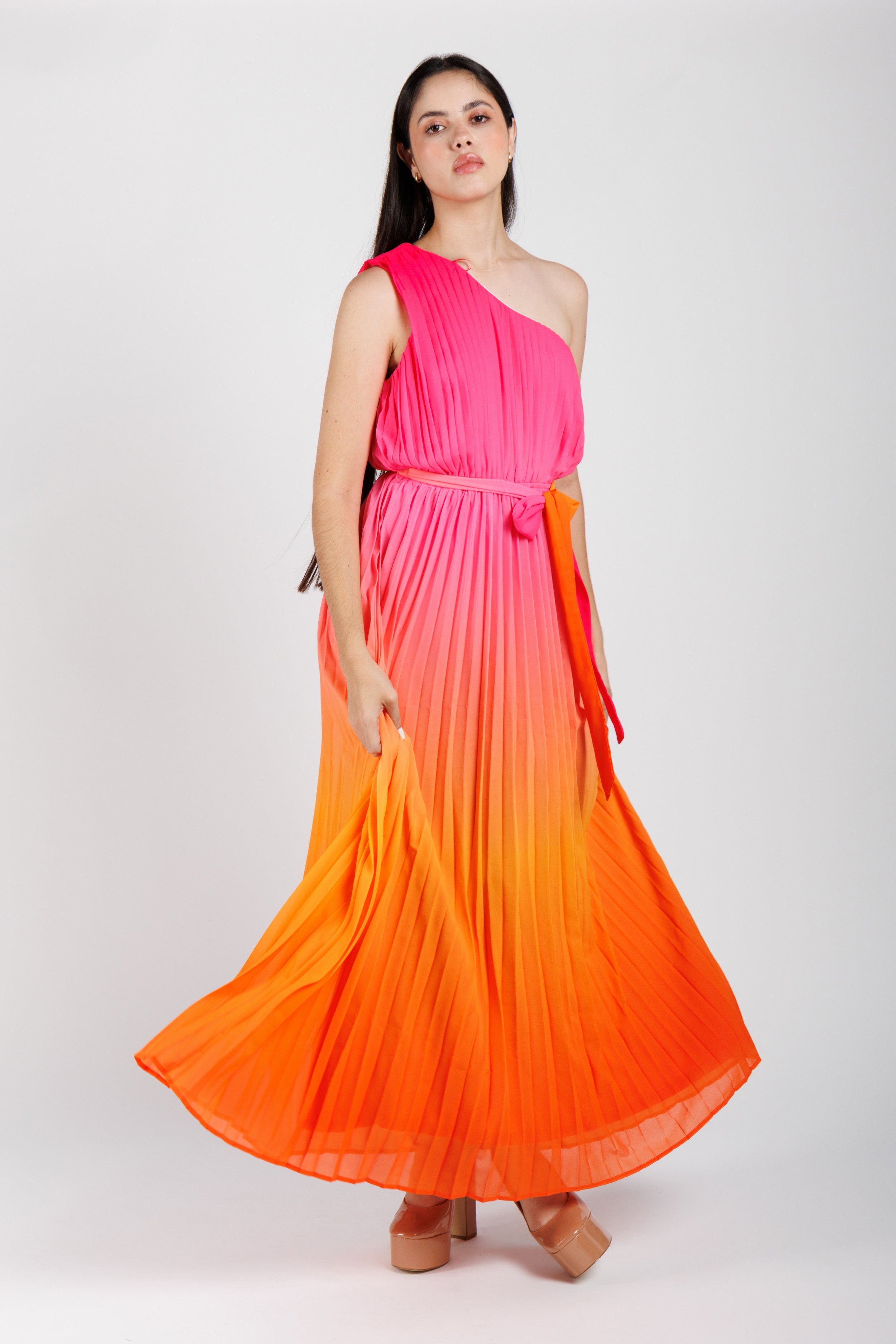Vestido Plizado Bicolor – MORITAMIA